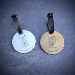 Bespoke Metal Golf Bag Tag Any Design - Stainless Steel, Leather Strap ...