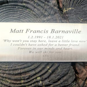 Custom Engraved Copper or Brass Plaque. Memorial Bench. Handwriting ...