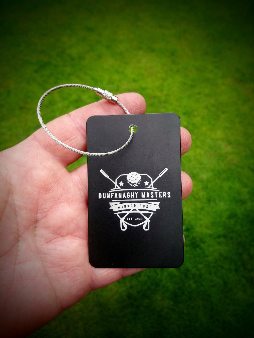 Bespoke Aluminium Metal Black and White Golf Bag Tag Custom Laser ...