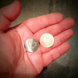 Couples Personalised Love Tokens Copper & Steel Engraved Text Heart ...