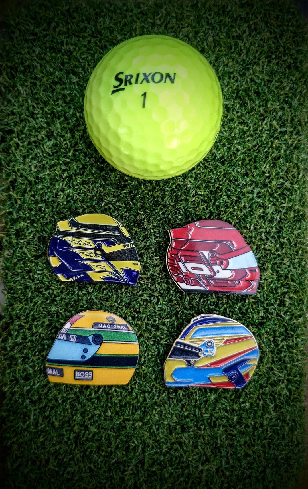 F1 Racing Car Helmet Metal Golf Ball Marker Laser Engraved ...