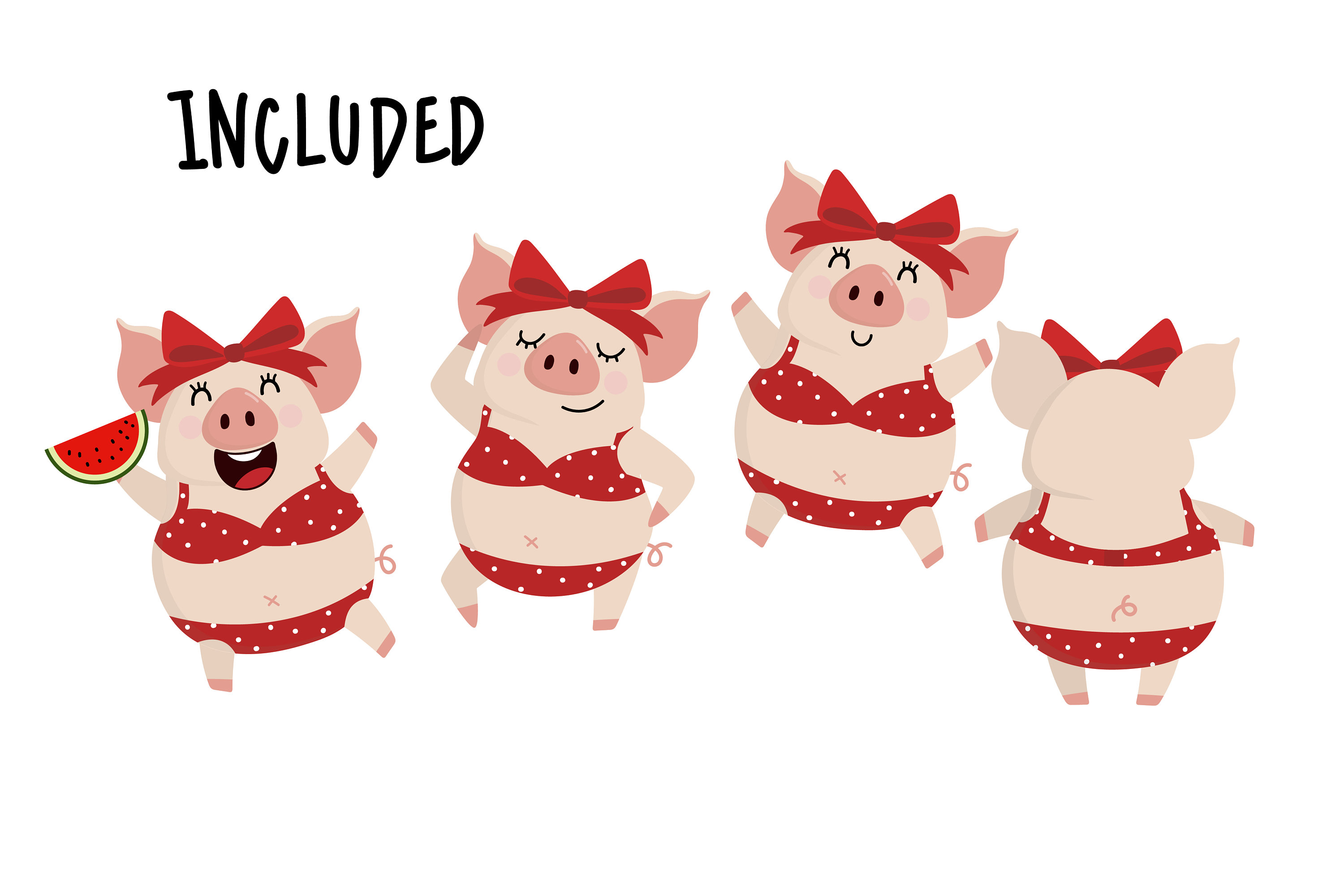 Le porc mignon heureux portent le bikini rouge en été. 4 - Etsy France