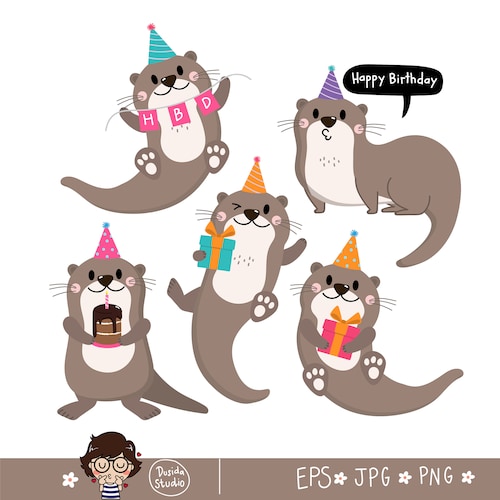 Cute Otter 4 Clipart. Animal Wildlife in JPEG PNG and EPS | Etsy
