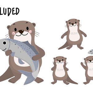 Cute Otter 4 Clipart. Animal Wildlife in JPEG, PNG and EPS File - Etsy