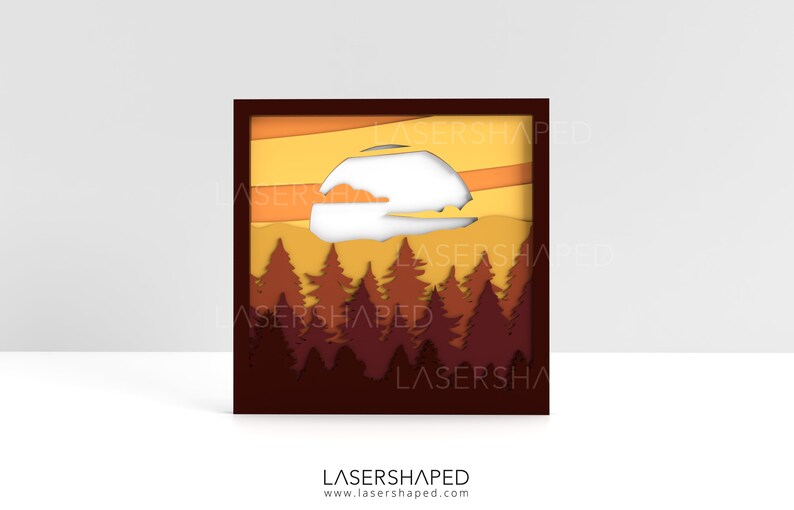 Sunrise DXF File, Forest Multilayered Cutting File, Laser Cut File ...