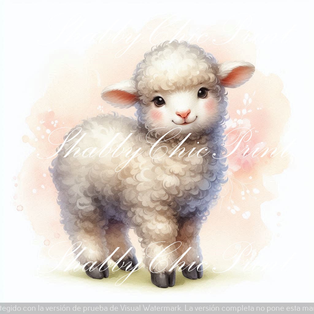 Watercolor, Png, Shabby Chic, Lamb, Sheep, Farm Animals for Junk ...