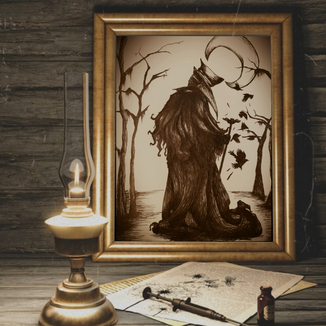 Plague Doctor Scribble Drawing Art Print - Etsy