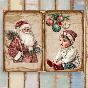 Vintage Christmas Paper Pack | 5 Old-timey Digital Scrapbook Pages ...