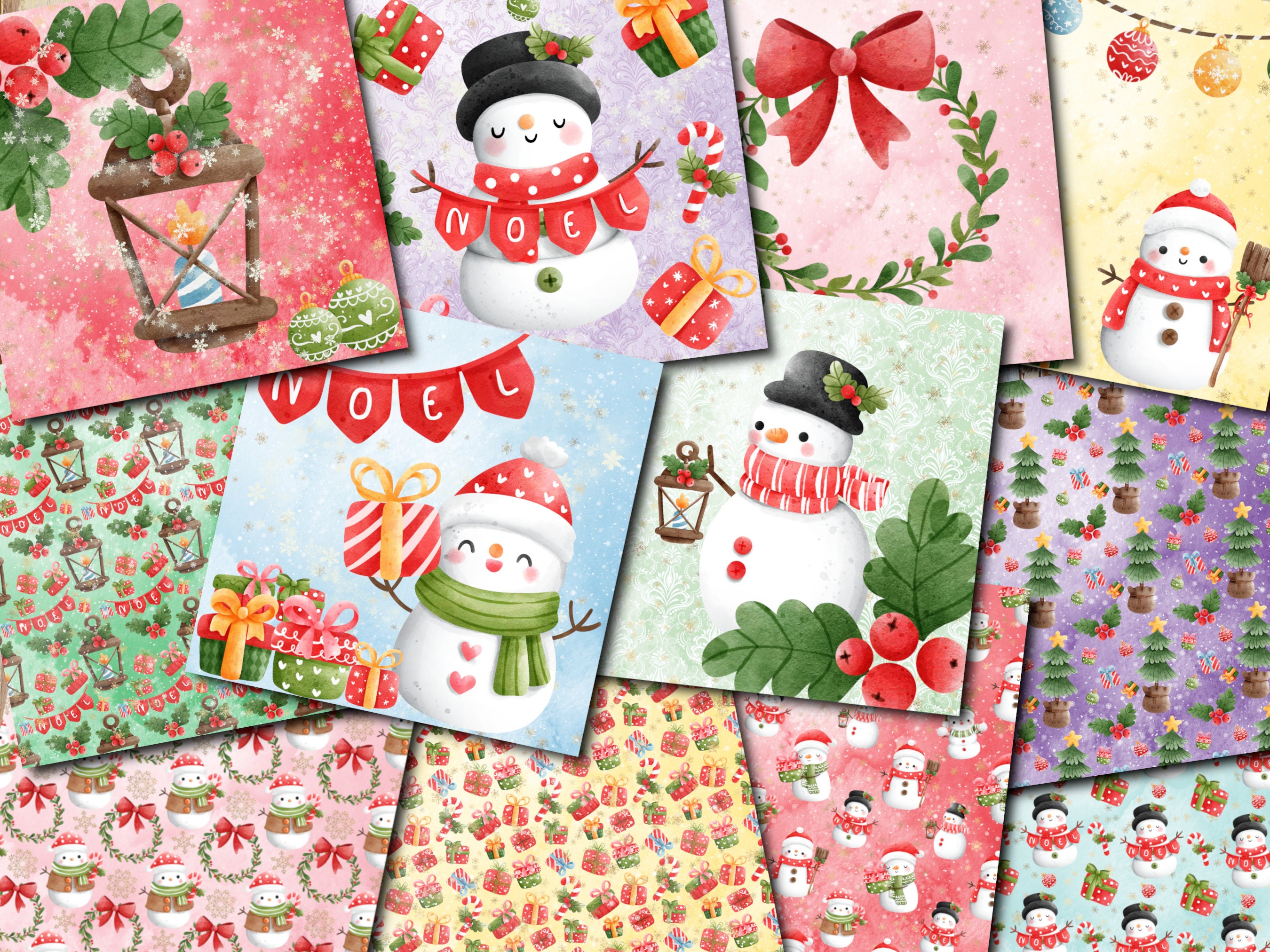 12 Christmas Digital Papers Christmas Backgrounds Christmas - Etsy