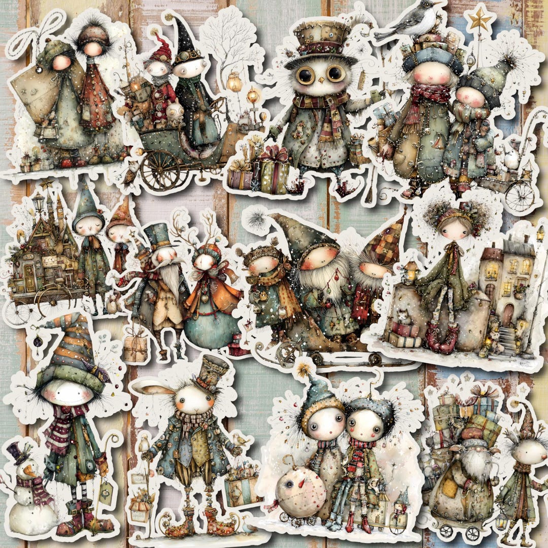 Quirky Christmas Fussy Cut Junk Journal Kit: Vintage Cutouts Printable ...