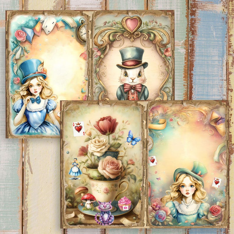 Whimsical Alice in Wonderland Junk Journal Kit – Vintage Printable ...