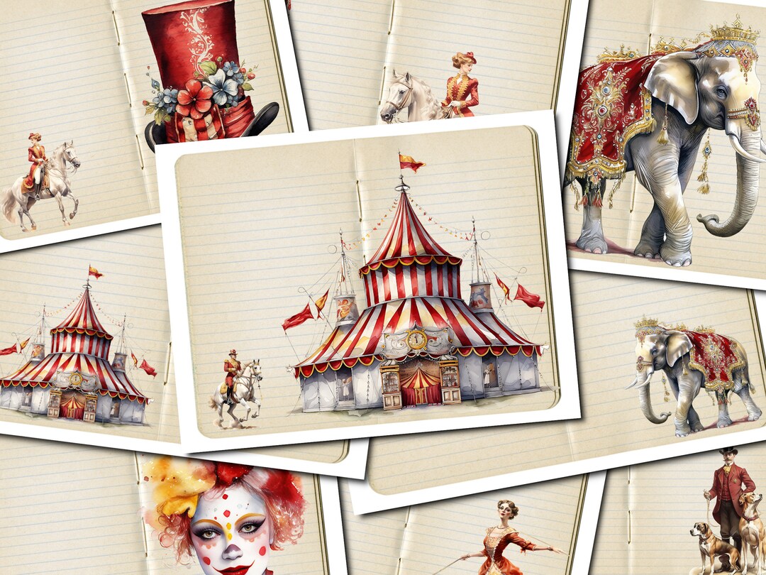 Junk Journal Printable, Victorian Circus Lined Junk Journal Pages ...