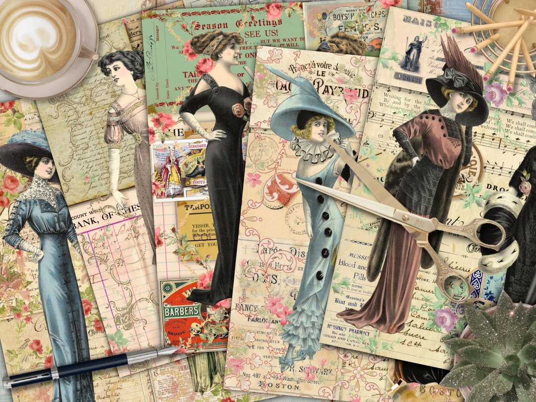 Junk Journal Printable, Junk Journal Digi Kit, Ephemera Collage Papers ...