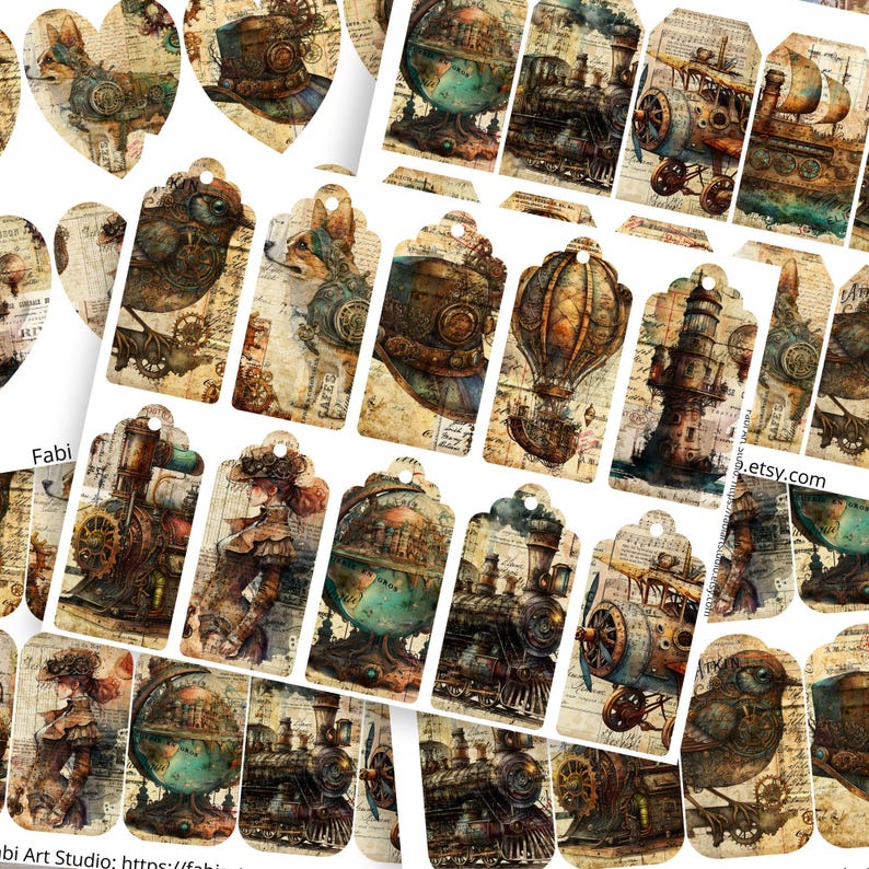 Steampunk Printable Tag Kit: Vintage Ephemera for Junk Journals ...
