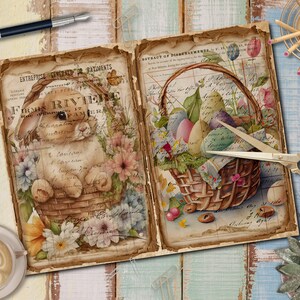 Easter Bunnies Junk Journal Kit Easter Egg Hunt Vintage Ephemera Bunny ...