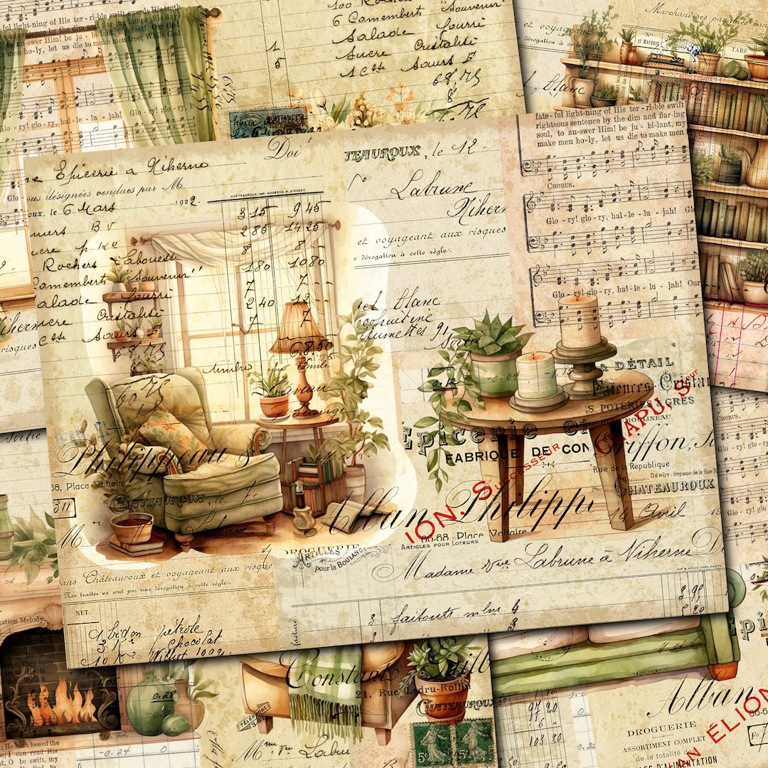Cozy Cottage Junk Journal Kit, Digital Cottagecore Scrapbook Paper Kit ...