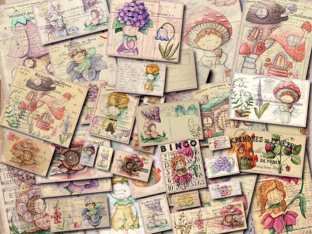 Junk Journal Digi Kit, Fairy Kit, Digital Floral Fairies Junk Journal ...