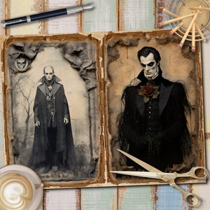 Junk Journal Printable, Gothic Vampire Halloween : Double Pages, Digi ...