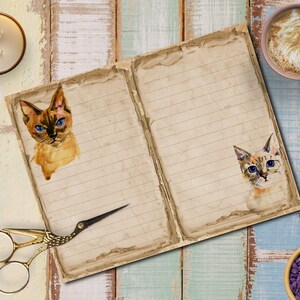 DIGITAL Cat Junk Journal Kit – Printable Vintage Lined Pages - Etsy