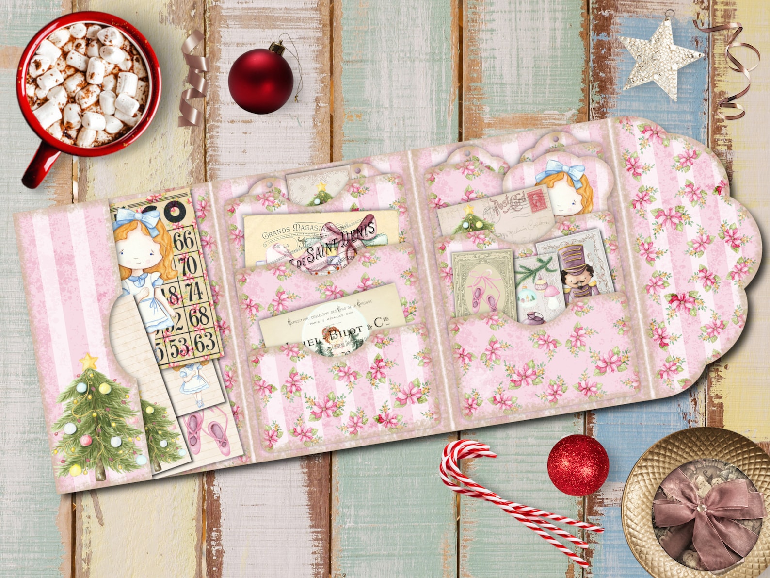 Junk Journal Folding Folio Christmas Trifold Shabby Loaded - Etsy
