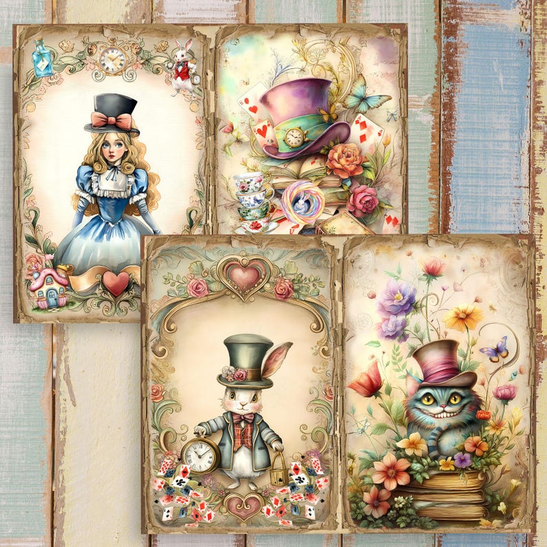 Whimsical Alice in Wonderland Junk Journal Kit – Vintage Printable ...