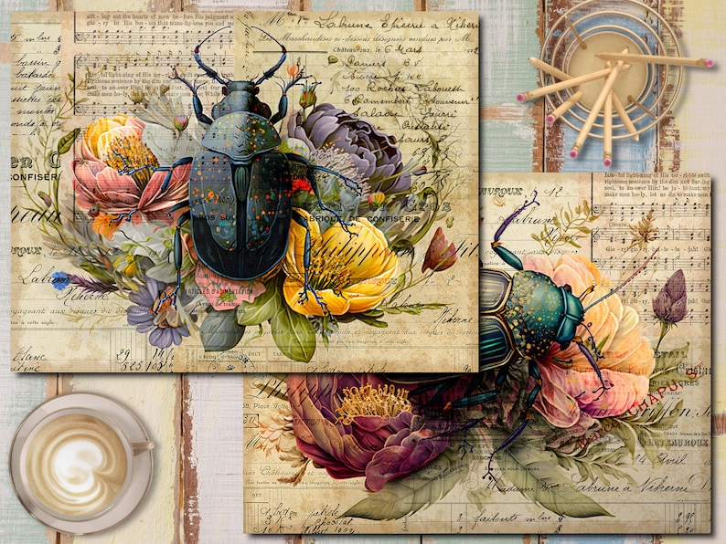 Beetle Junk Journal Papers: Vintage Bug Ephemera (digital Download) - Etsy