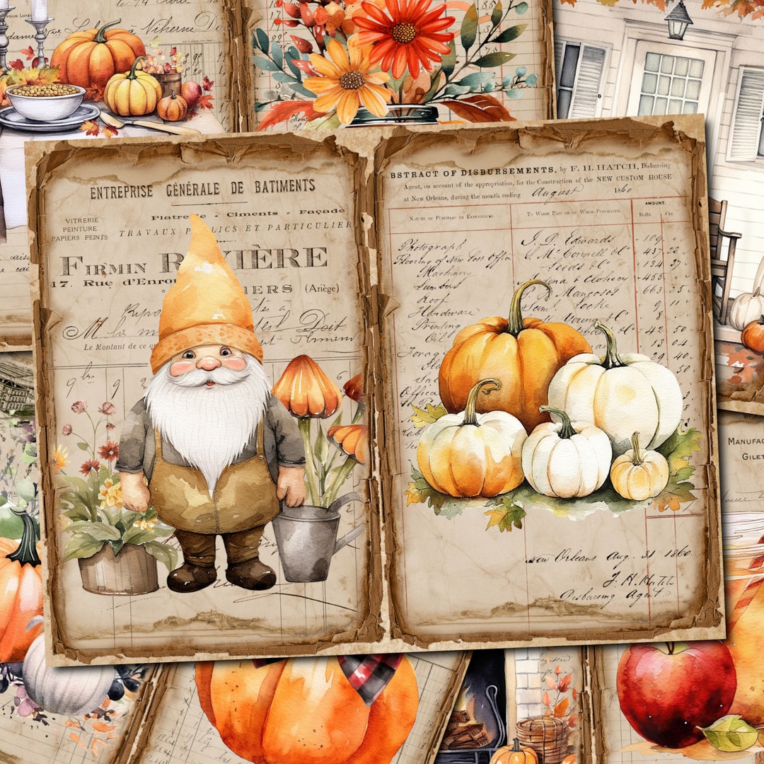 Fall Junk Journal Printable: Vintage Autumn Double Pages (digital ...