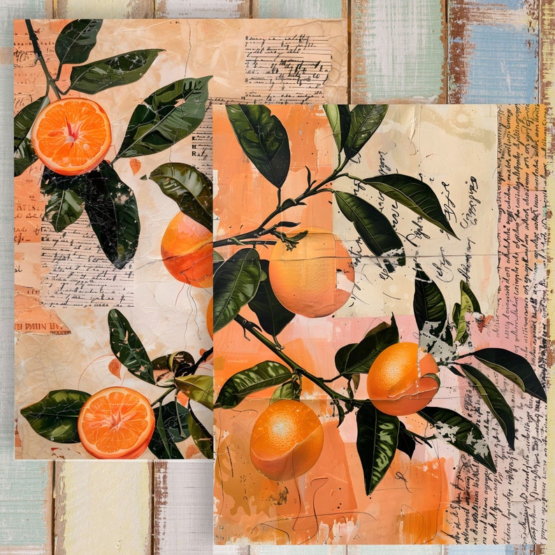 Oranges Junk Journal Printable: Vintage Collage Paper (digital Download ...