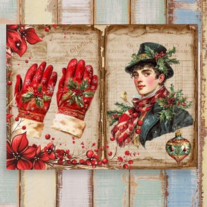 Vintage Christmas Paper Pack | 5 Old-timey Digital Scrapbook Pages ...