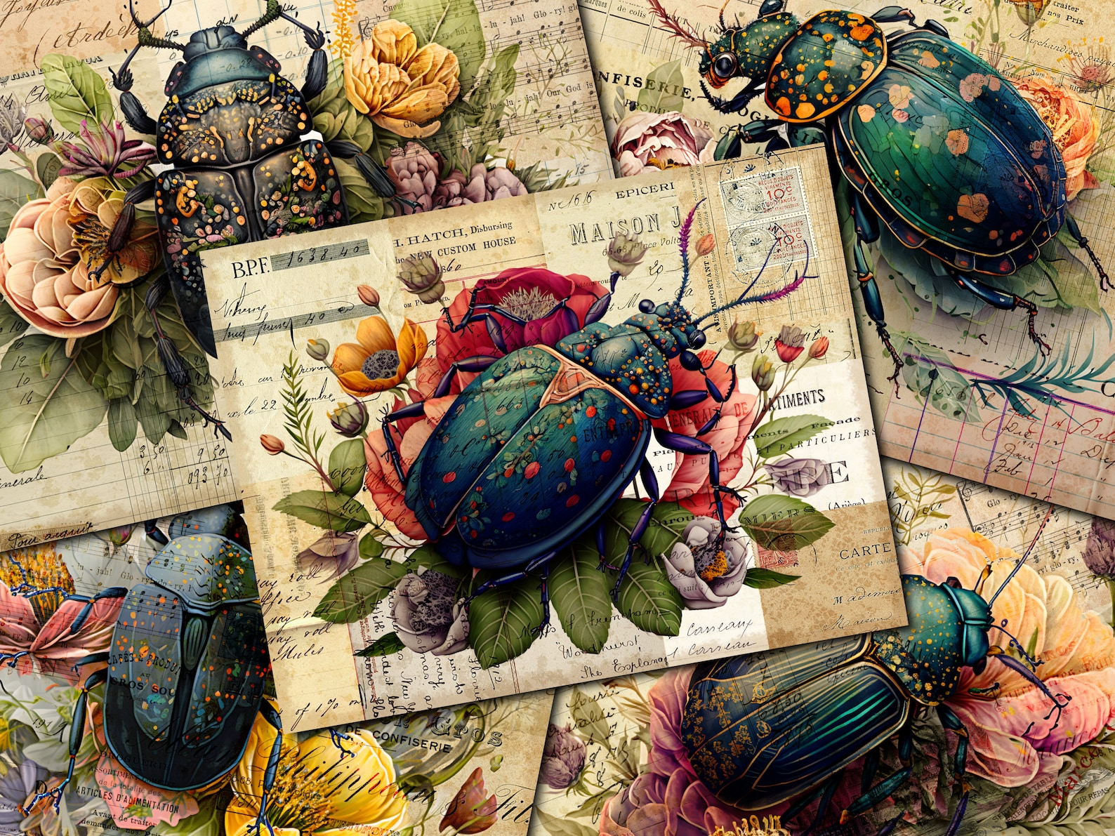 Beetle Junk Journal Papers: Vintage Bug Ephemera (digital Download) - Etsy