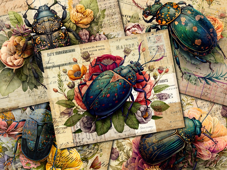 Beetle Junk Journal Papers: Vintage Bug Ephemera (digital Download) - Etsy