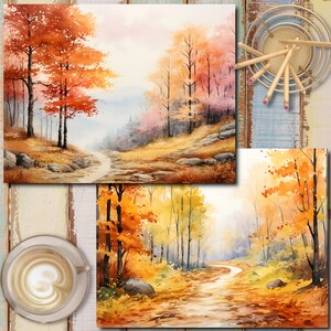 Autumn Forest Digital Junk Journal Background, Forest Collage , Digital ...