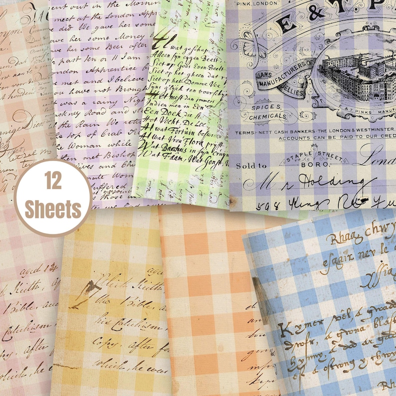Pastel Gingham Digital Paper: Soft Plaid Scrapbook Backgrounds (digital ...
