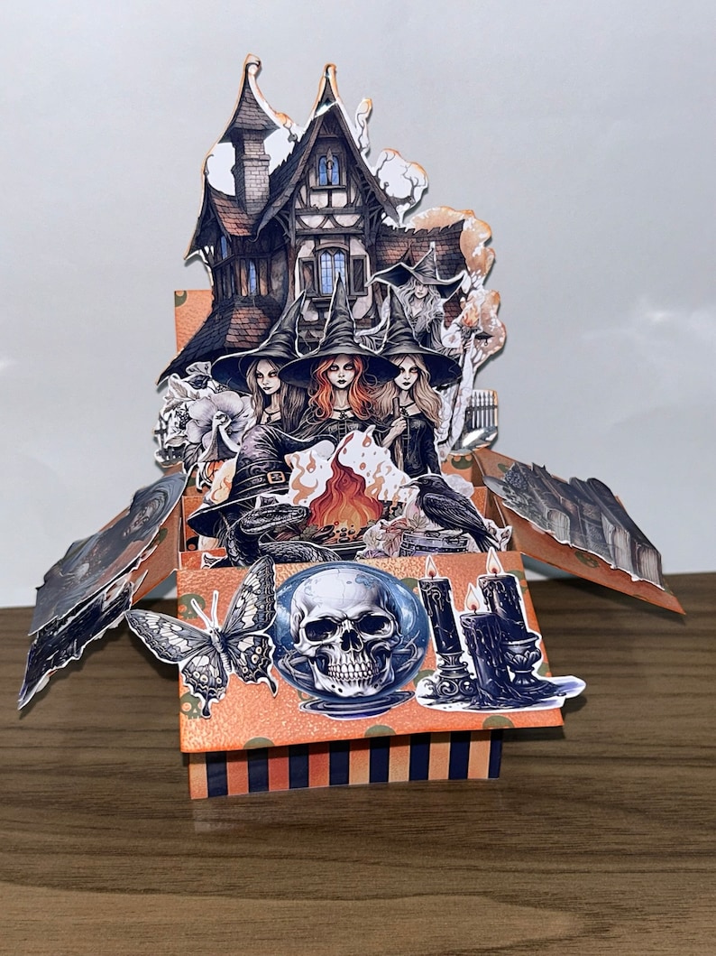 Halloween Witch 3D Pop-up Card: Handmade Spooky Greeting (digital ...