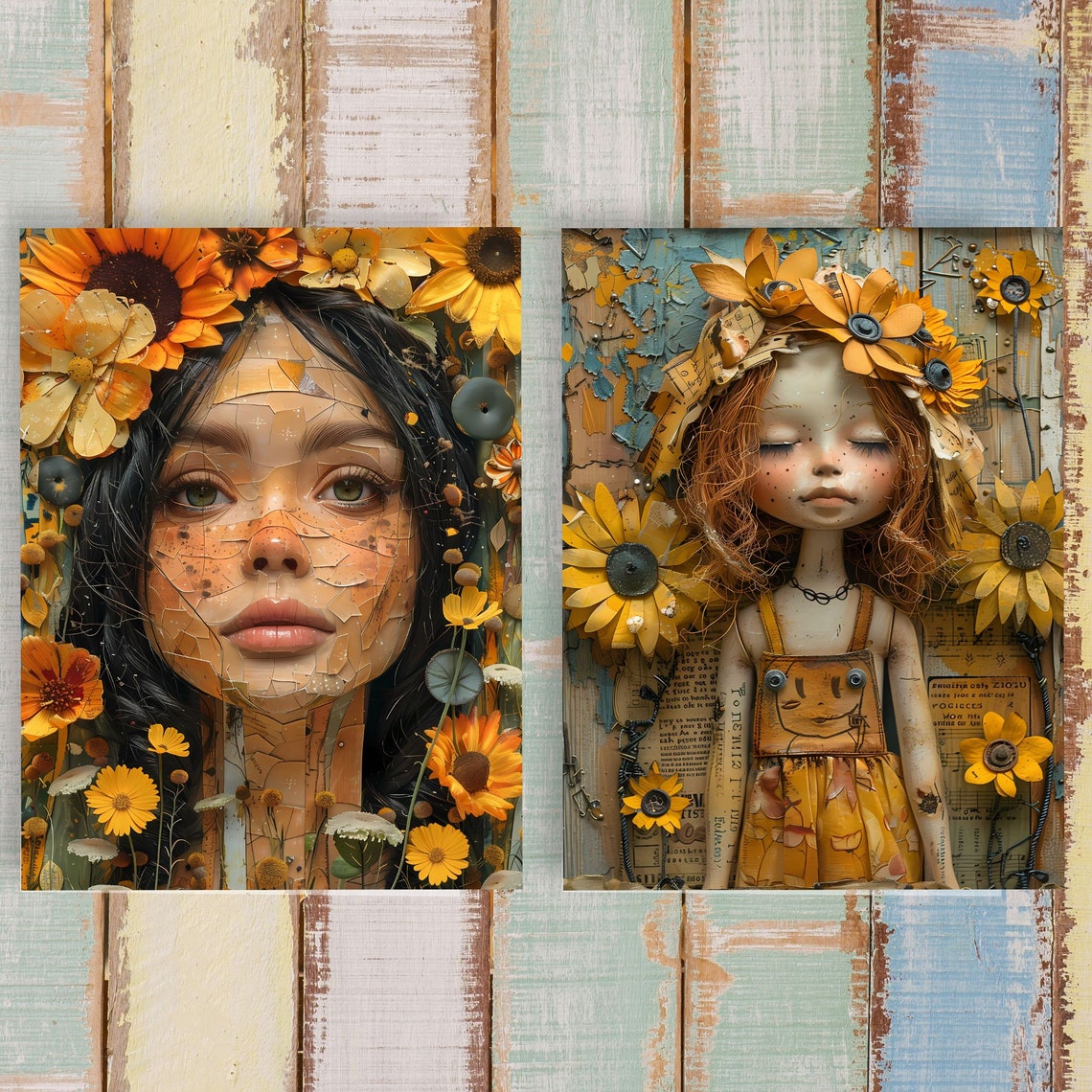 Sunny Girls Junk Journal Kit: Vintage Ephemera Collage Papers (digital ...