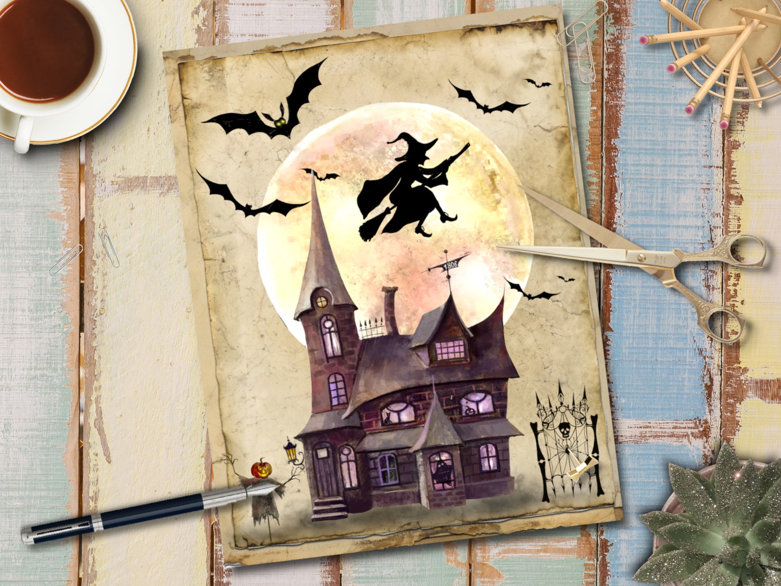 Halloween Junk Journal Digital Kit Printable Collage Papers - Etsy