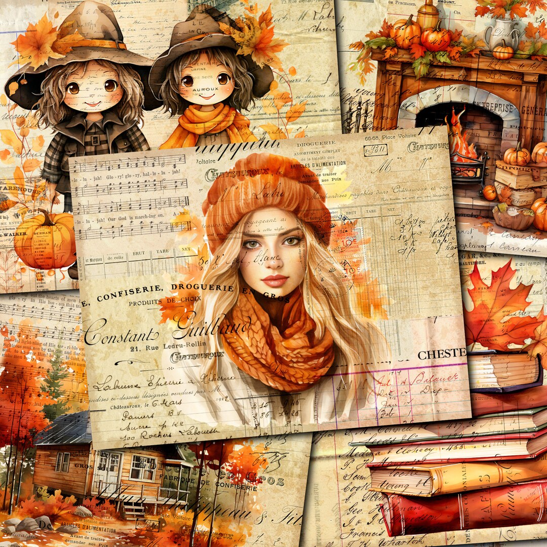 Junk Journal Printable, Fall Season , Vintage Journal Papers, Autumn ...