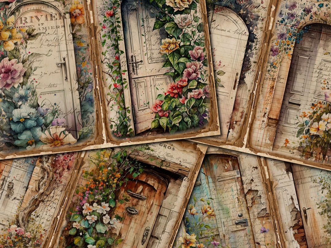 Junk Journal Printable, Floral Doors, Vintage Journal Pages, Flower ...