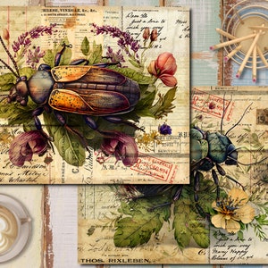 Junk Journal Printable, Beetle , Vintage Journal Papers, Bug Junk ...