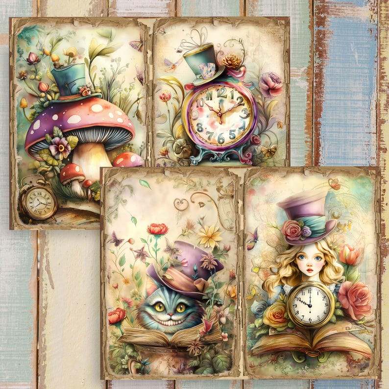 Whimsical Alice in Wonderland Junk Journal Kit – Vintage Printable ...