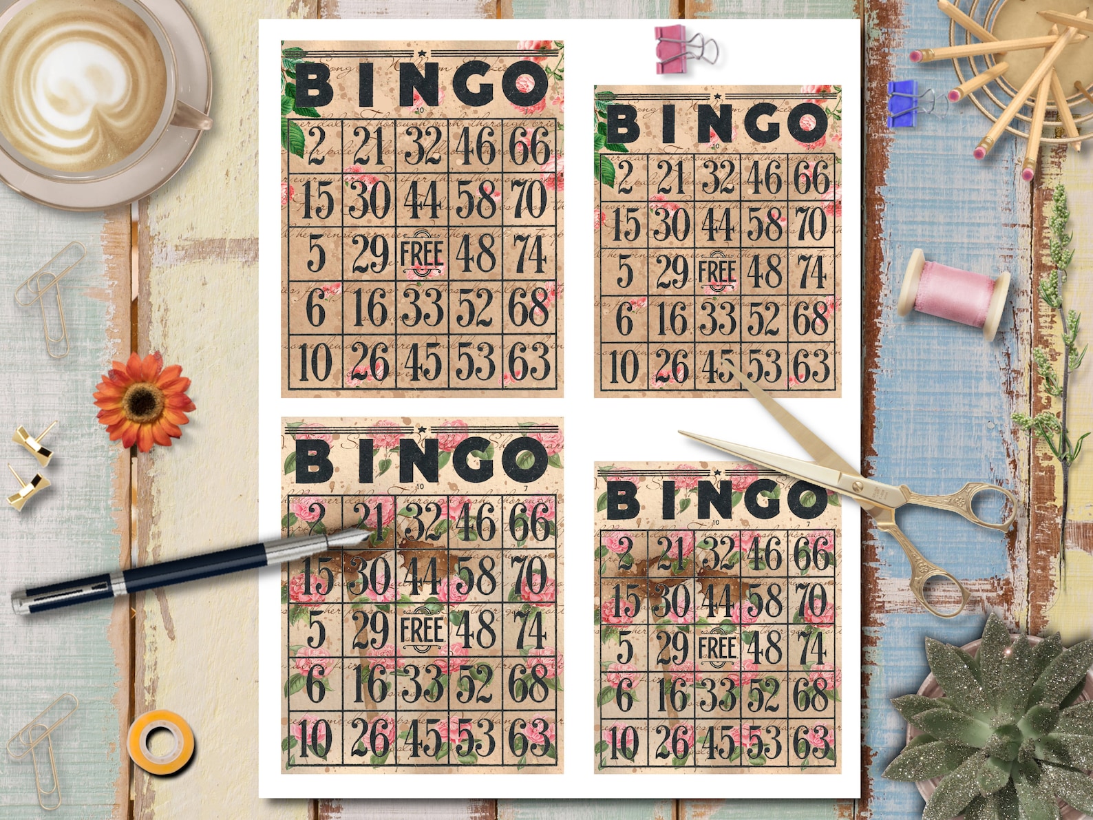 Junk Journal Digi Kit Bingo Cards Vintage Ephemera Junk - Etsy