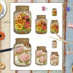 Junk Journal Digi Kit, Digital Mason Jar Tags Ephemera, Fussy Cut Mason Jar Vintage, Junk ...