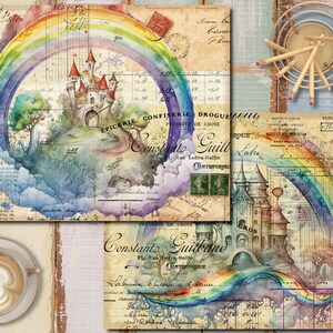 Junk Journal Printable, Fantasy Rainbow , Fantasy Rainbow Collage ...