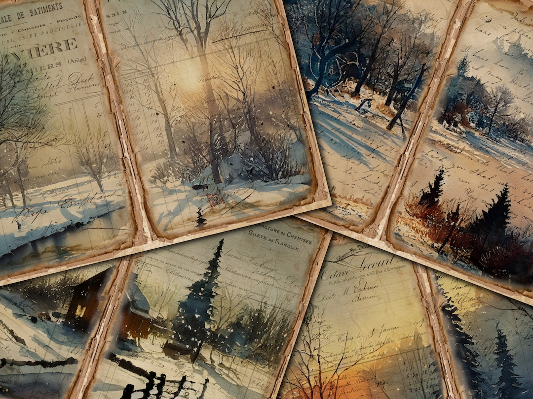 Junk Journal Printable, Winter , Vintage Journal Pages, Junk Journal ...