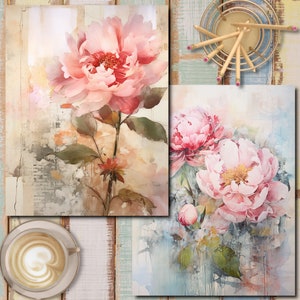 Pink Peony Collage Paper: Junk Journal Printable (digital Download) - Etsy