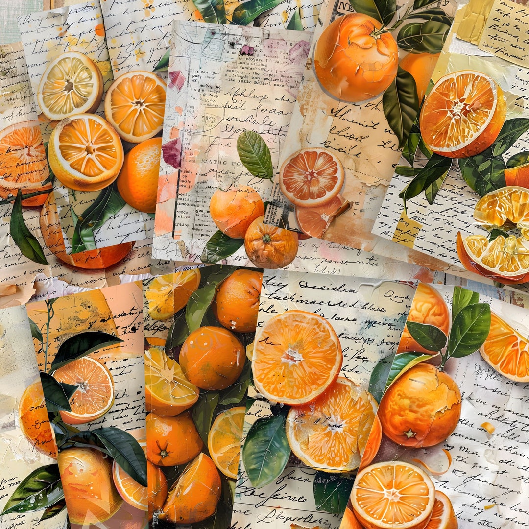 Oranges Junk Journal Printable Page, Orange Junk Journal Kit, Scrapbook ...