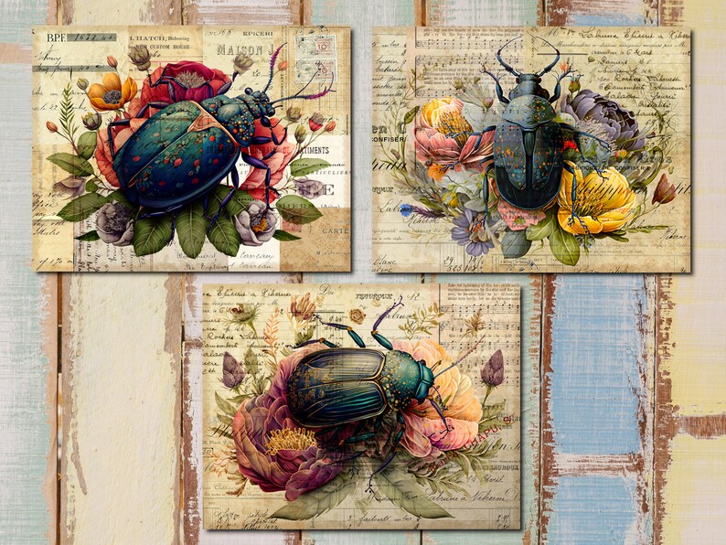 Beetle Junk Journal Papers: Vintage Bug Ephemera (digital Download) - Etsy