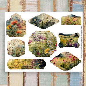Watercolor Wildflowers Labels Printable Kit – 5 Vintage Floral Label ...