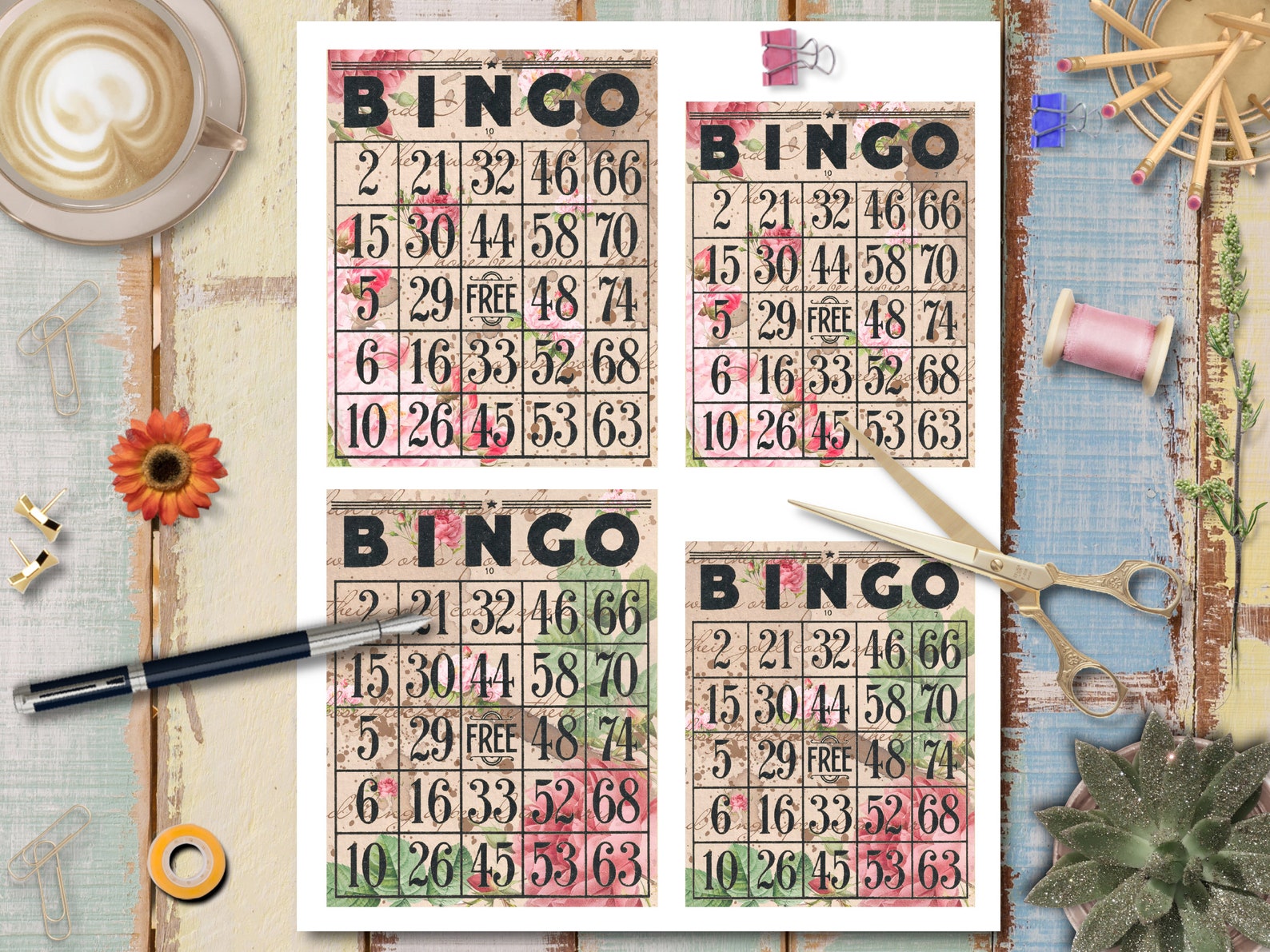 Junk Journal Digi Kit Bingo Cards Vintage Ephemera Junk - Etsy