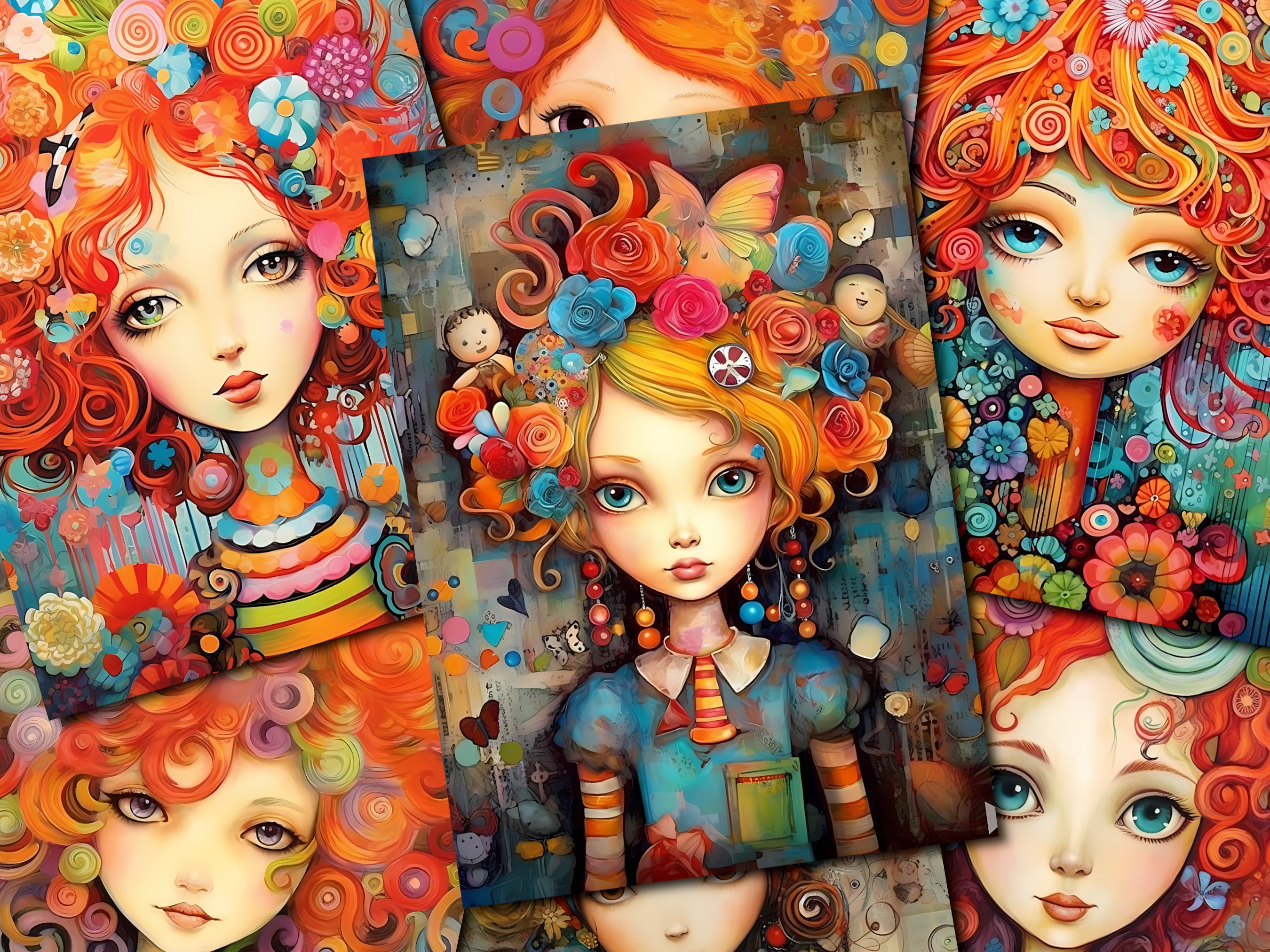 Whimsical Girls Cards ATC Cards Junk Journal Printable - Etsy